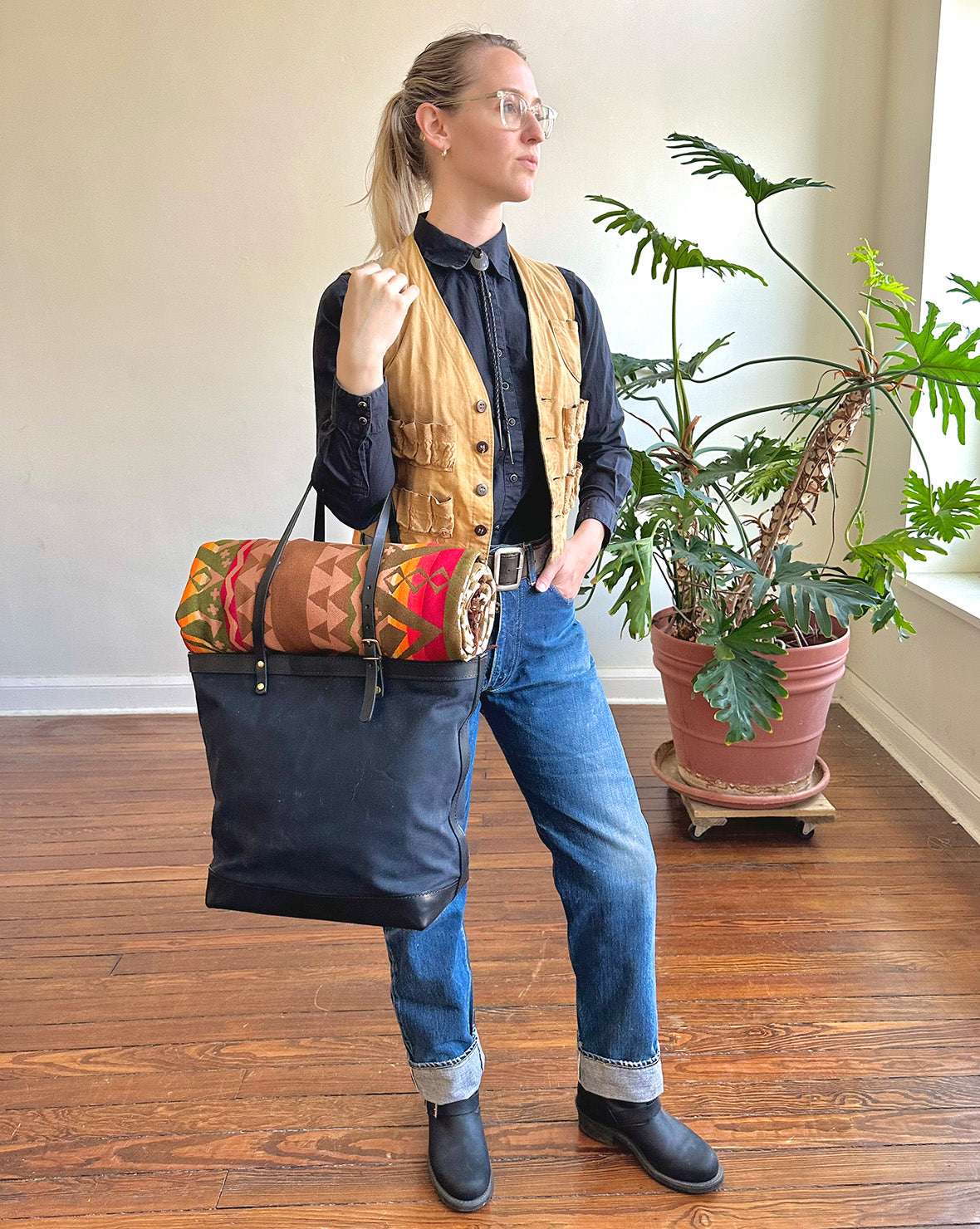 Black Wax Canvas & Leather Commuter Bag | ARTIFACT | Made in USA