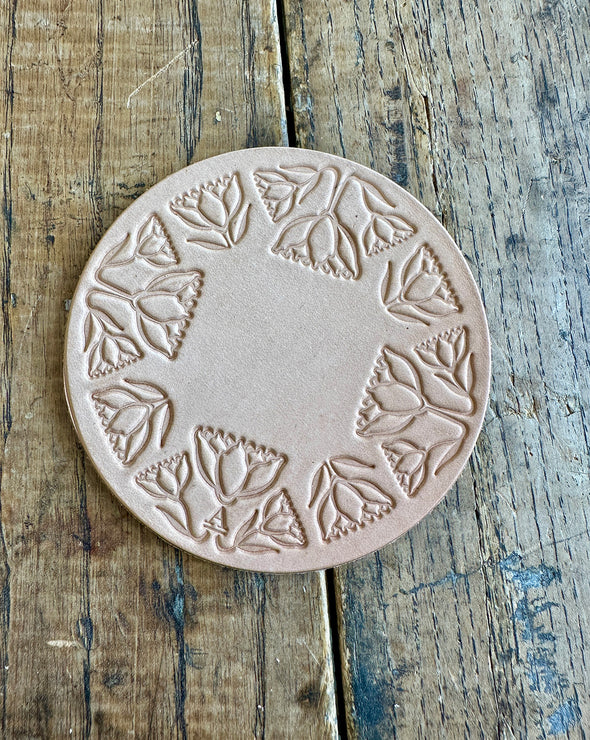 Leather Coaster - Floral | ARTIFACT - Made in USA