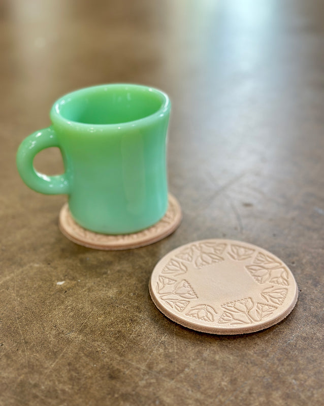 Leather Coaster - Floral | ARTIFACT - Made in USA