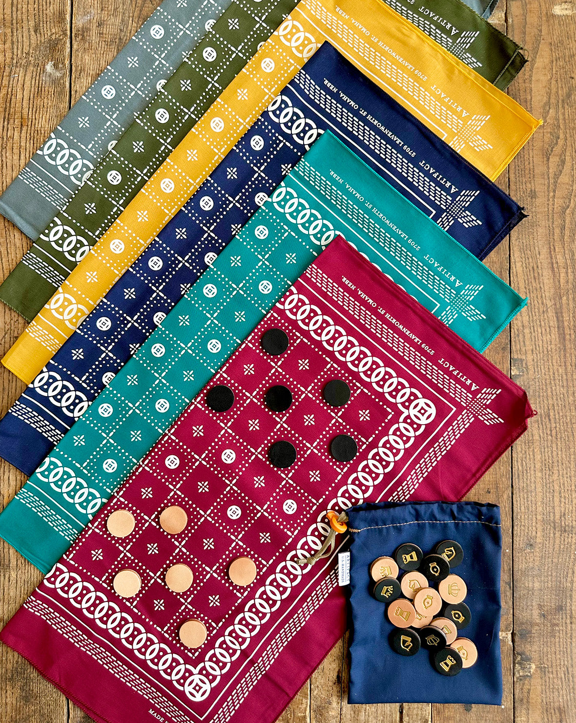 Bandana Travel Chess & Checker Set | ARTIFACT - Made in USA