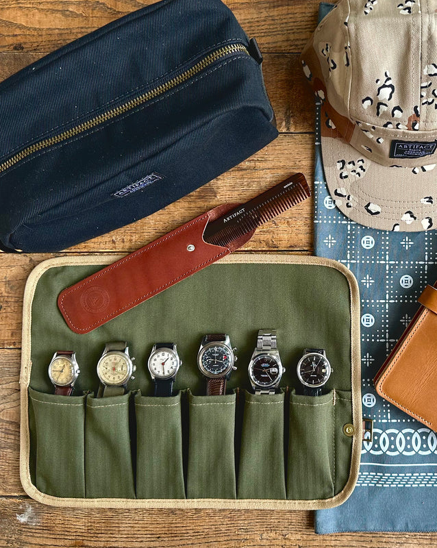 Watch Roll in Waxed Canvas & Leather | ARTIFACT - Made in USA