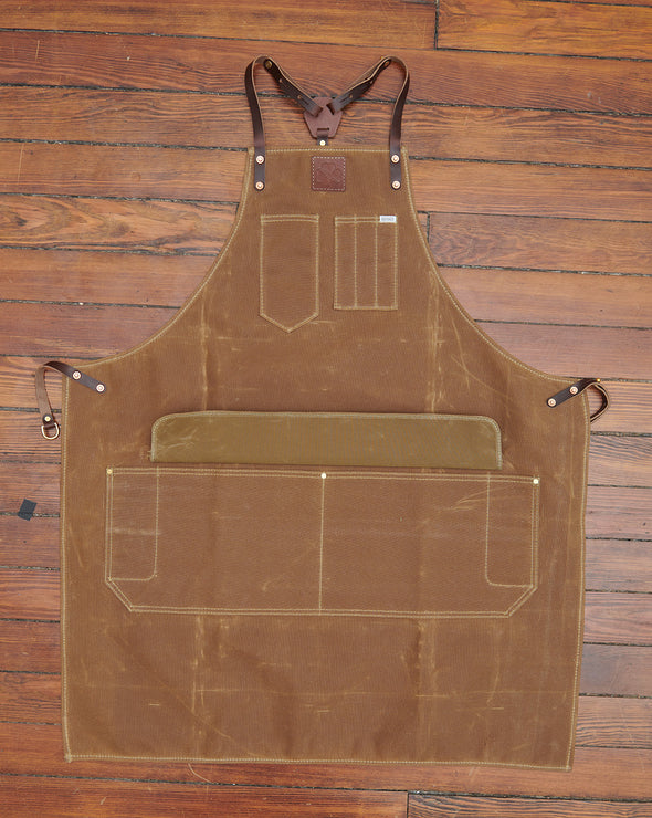 Woodworking Workshop Apron w Leather Y Strap ARTIFACT Made in USA