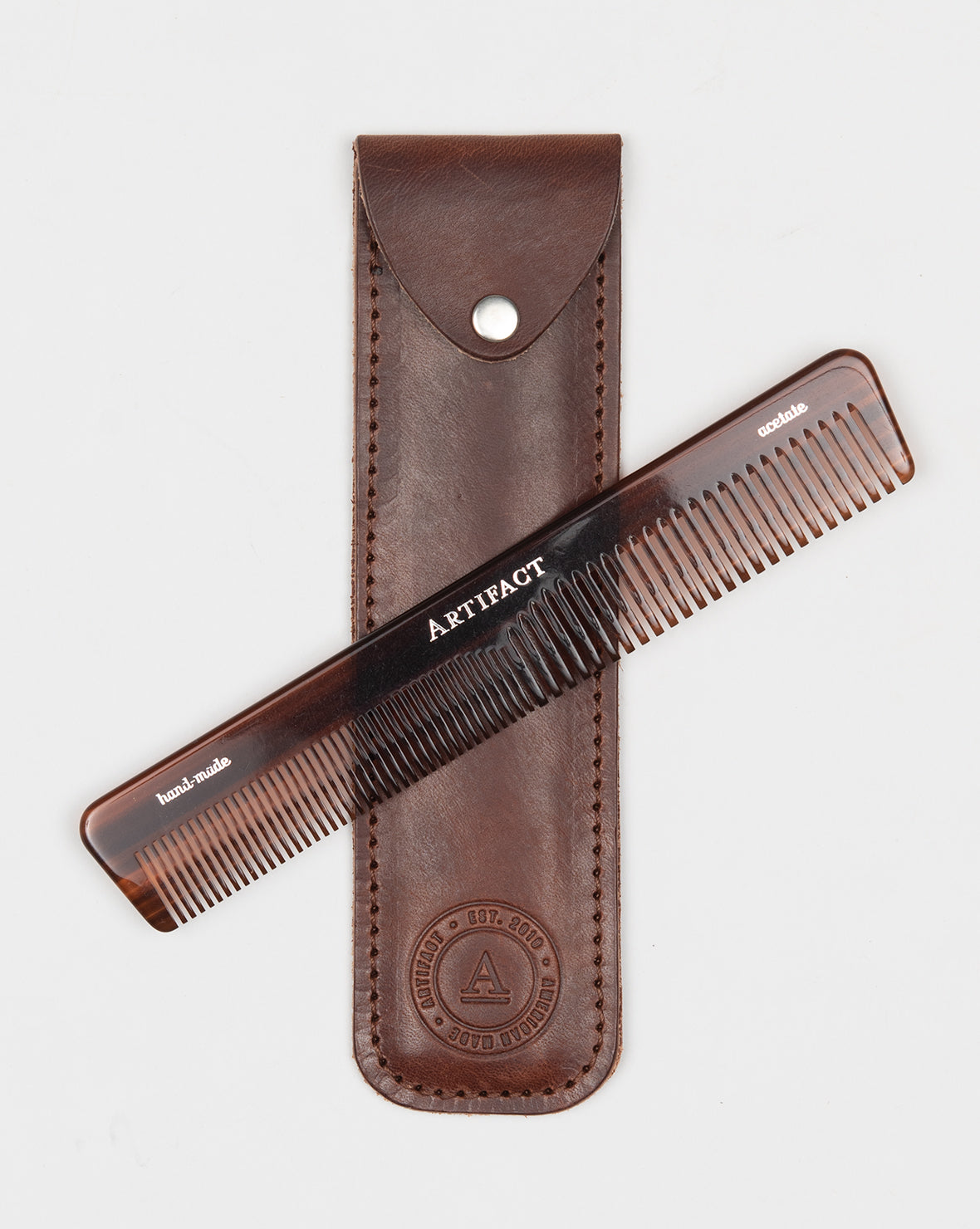 Tortoise Shell Comb w/ Leather Snap Case | ARTIFACT | Made in USA